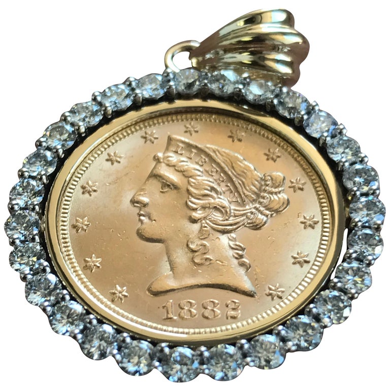 Custom Diamond Gold Coin Bezel for Your Coins, Ben Dannie For Sale at ...