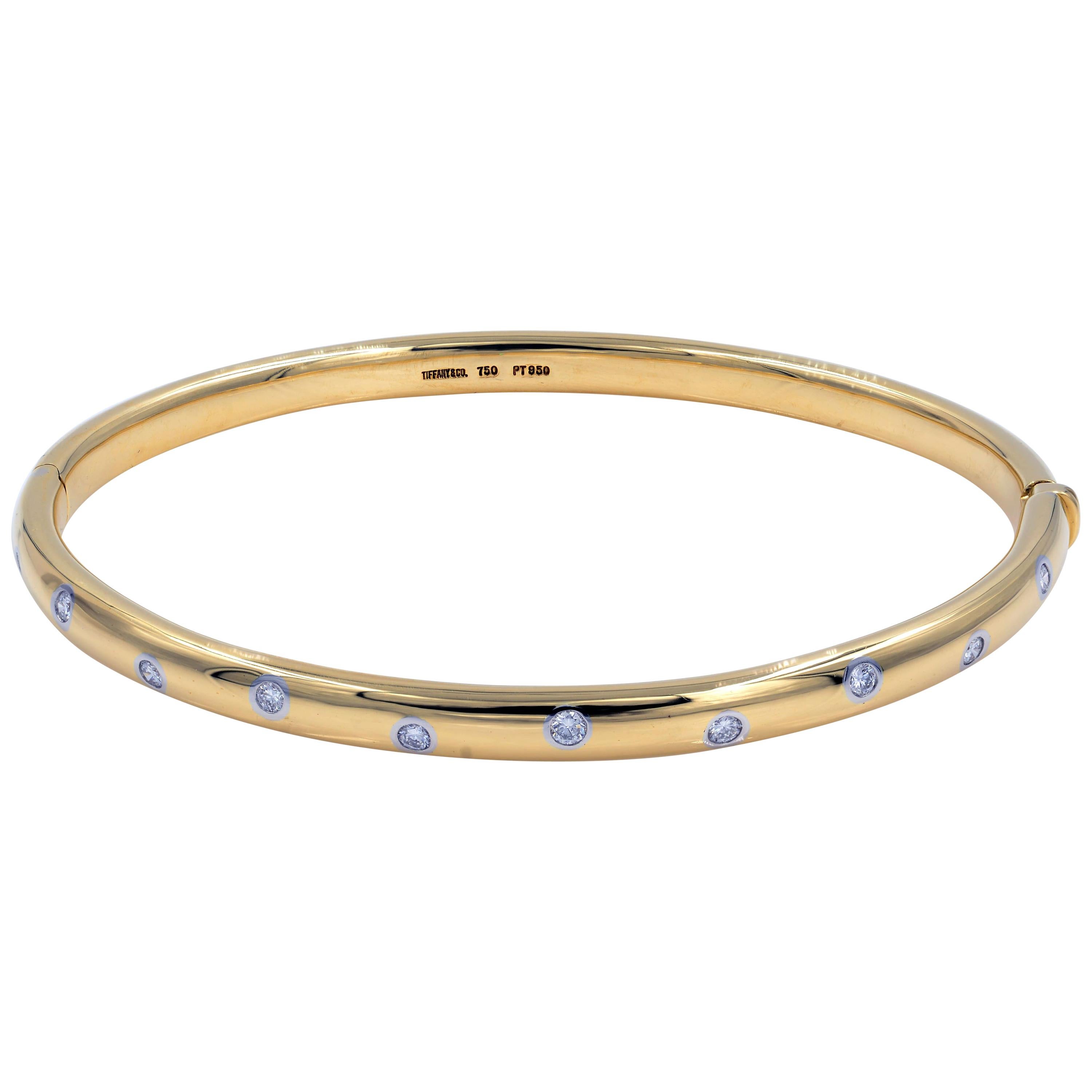 Tiffany and Co. Yellow Gold Diamond Bangle 0.21 Carat at 1stDibs