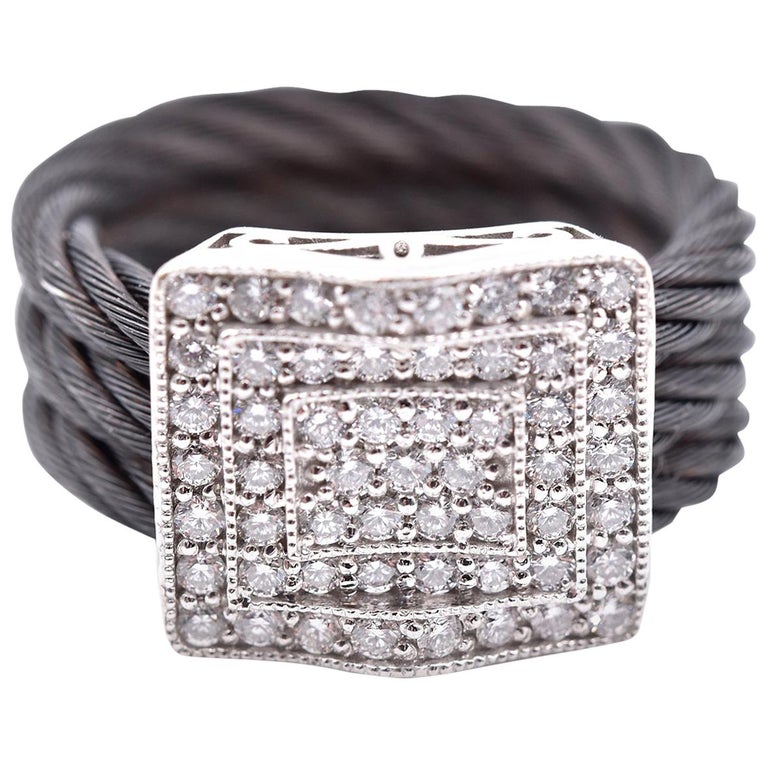 Charriol 18 Karat White Gold Diamond Celtic Noir Ring at 1stDibs ...