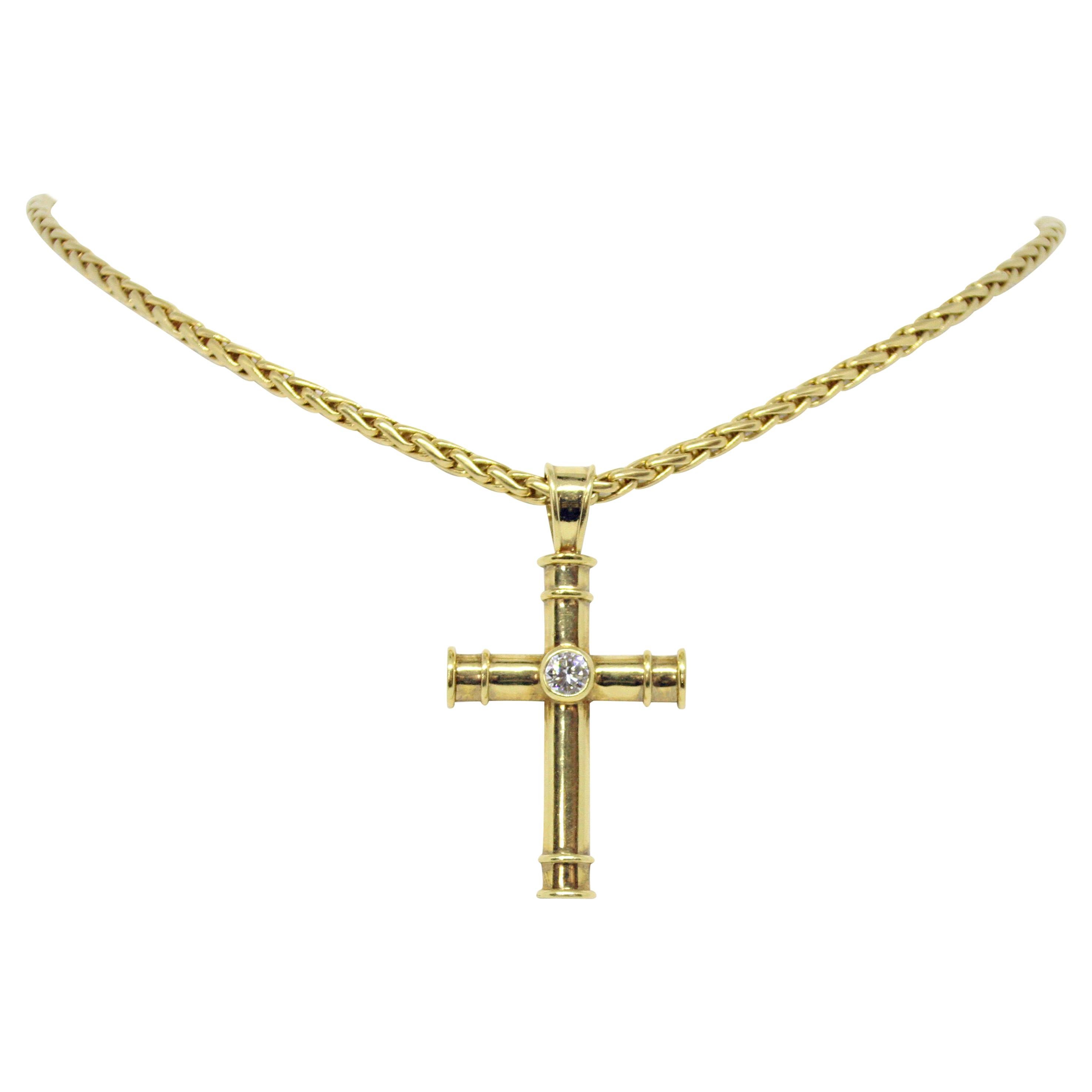 Theo Fennell 18 Karat White Gold Cross Pendant and Necklace with ...