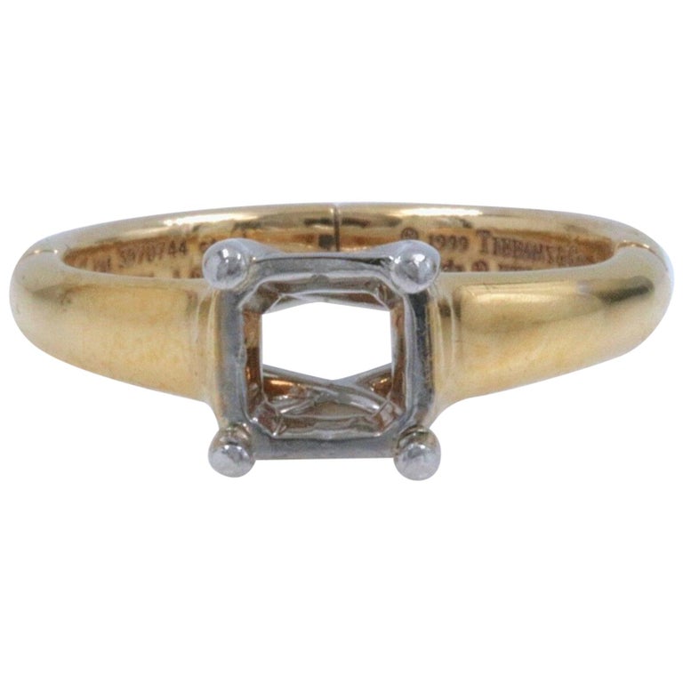 Tiffany and Co. 18 Karat Yellow Gold and Platinum Setting Semi Mount ...