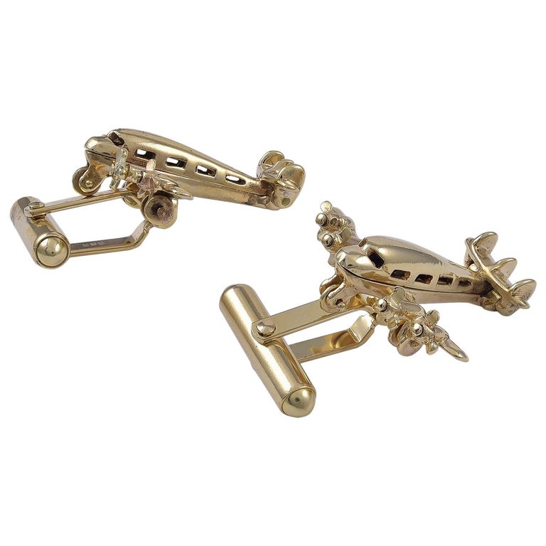 Gold Airplane Cufflinks For Sale at 1stDibs