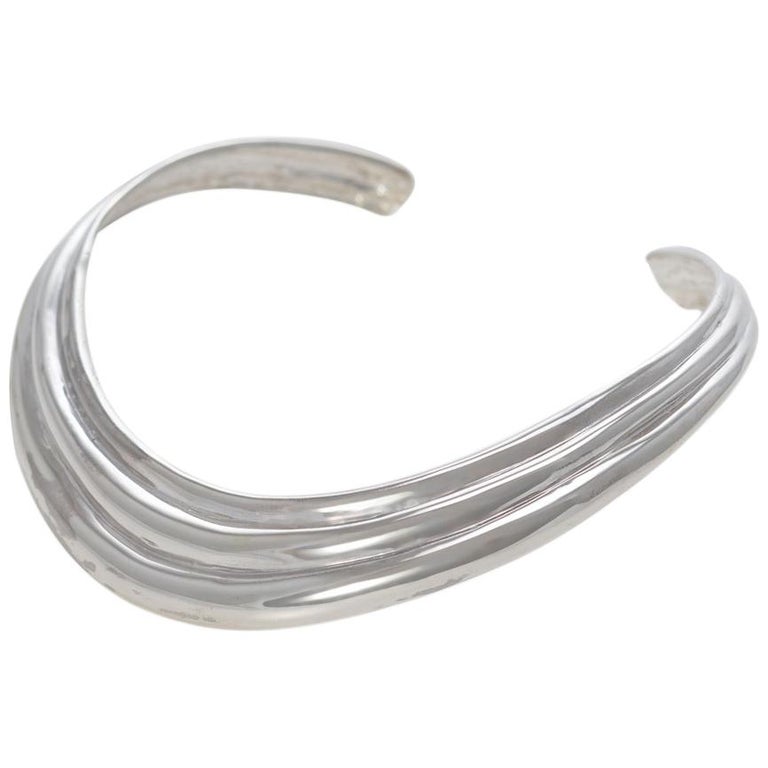 Agmes Simple Sophisticated Sterling Silver Collar Necklace at 1stDibs ...