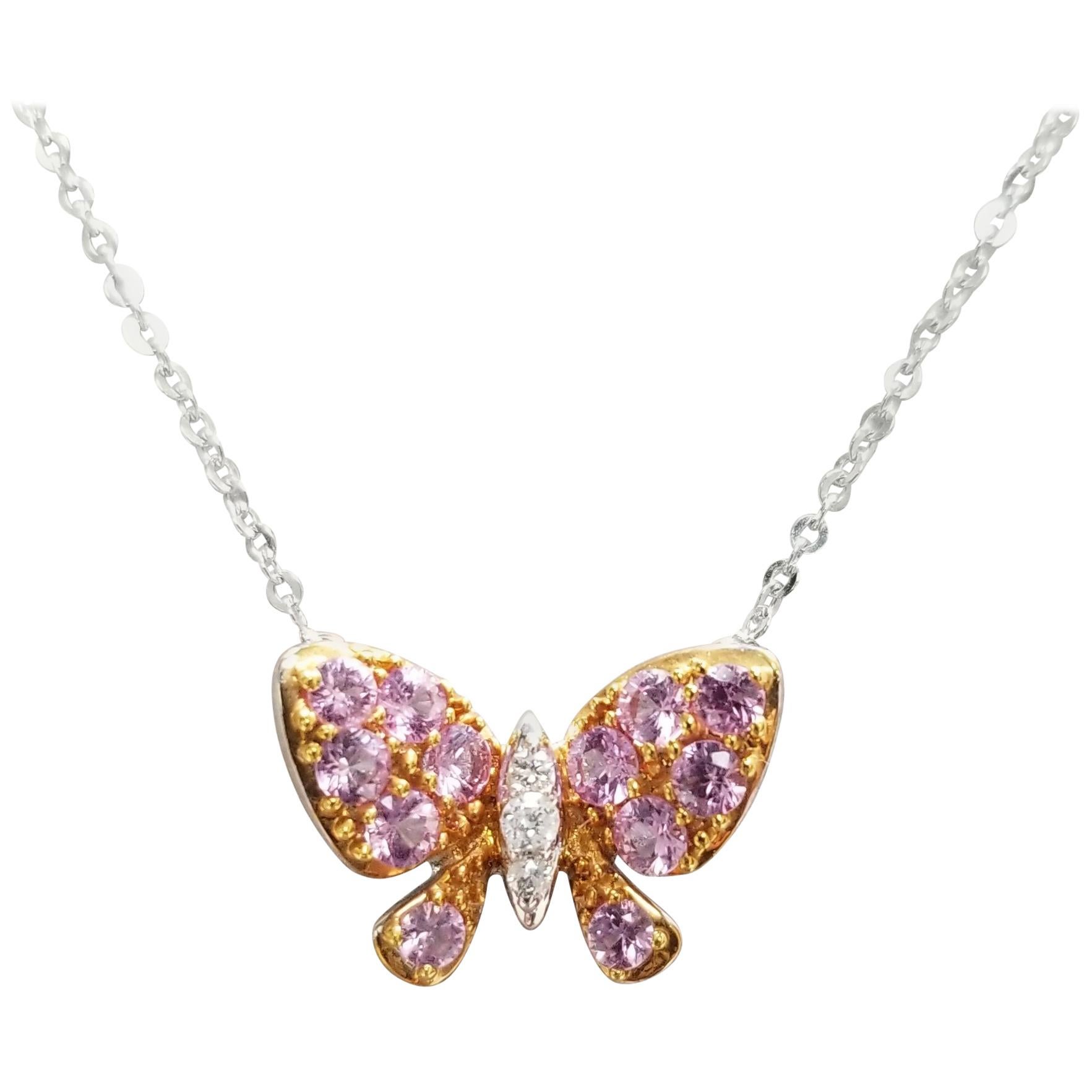 Pink Sapphire and Diamond "Butterfly" For Sale at 1stDibs