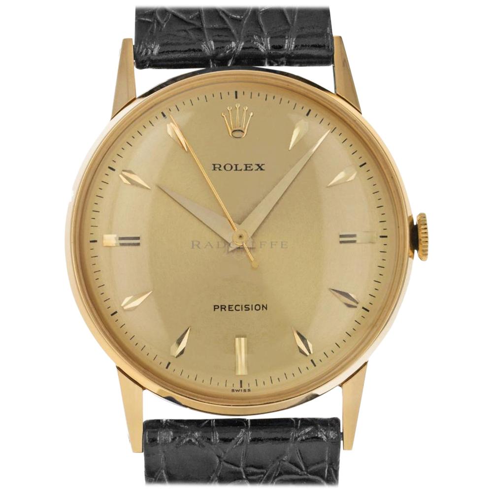 Rolex 8961 Precision 18 Karat Yellow Gold Champagne Stick Dial 351xxx ...