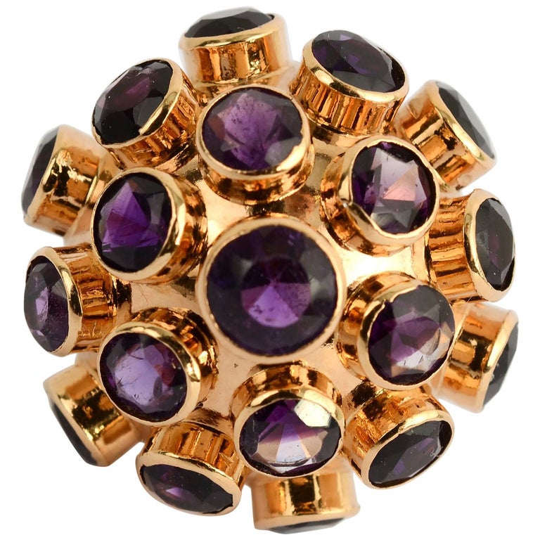 Gold Sputnik Ring with Amethysts at 1stDibs