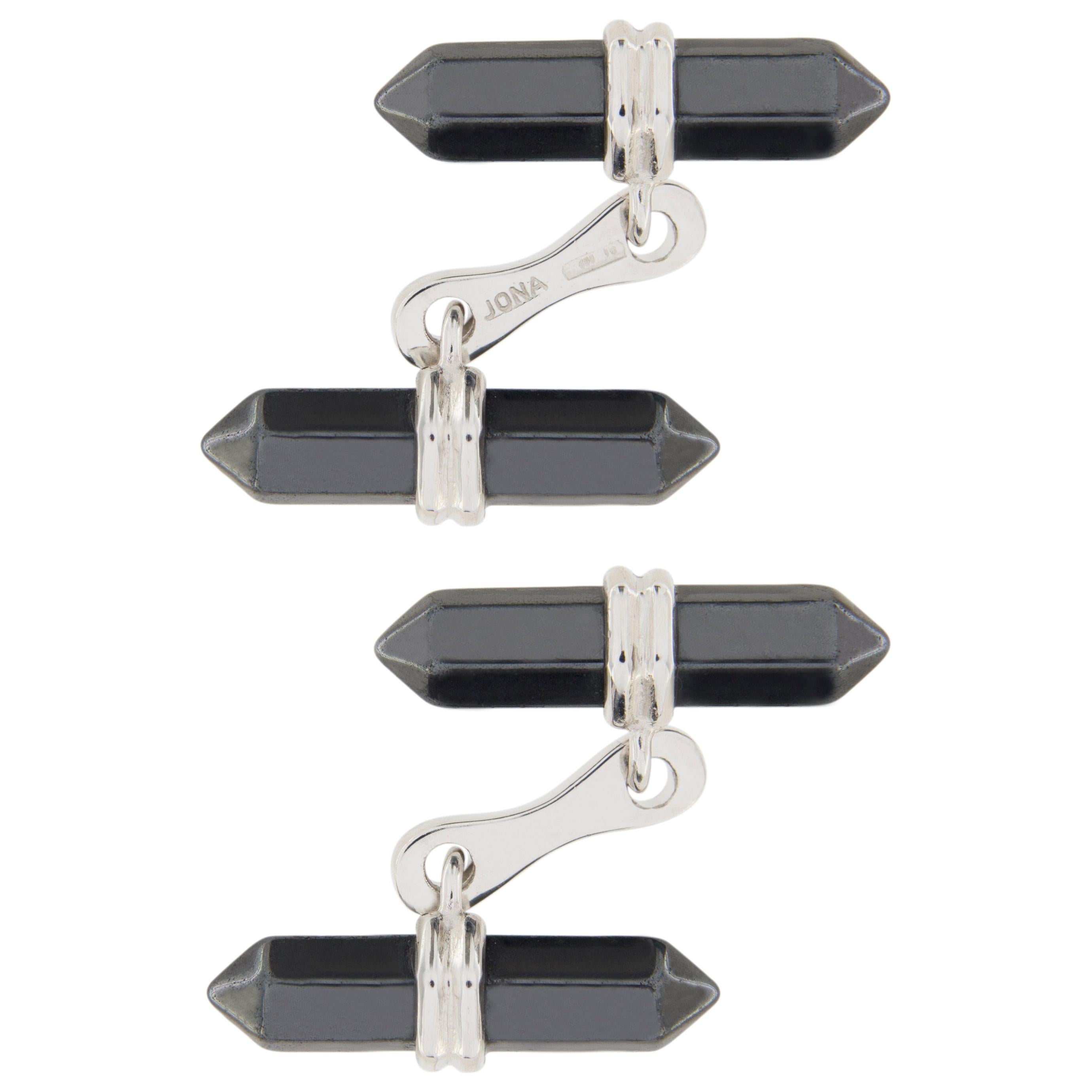 CARTIER Gold and Hematite Bar Cufflinks at 1stDibs