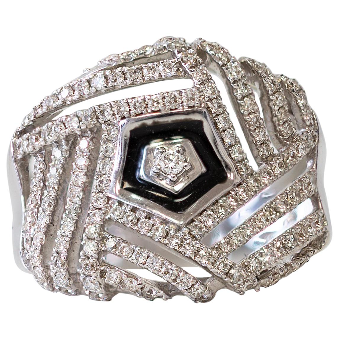 18 Karat White Gold Cocktail Ring with Diamonds For Sale at 1stDibs