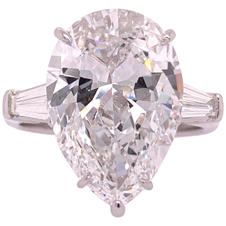 7.11 Carat Pear Brilliant Ring GIA Certified E VVS2 Ring For Sale at ...