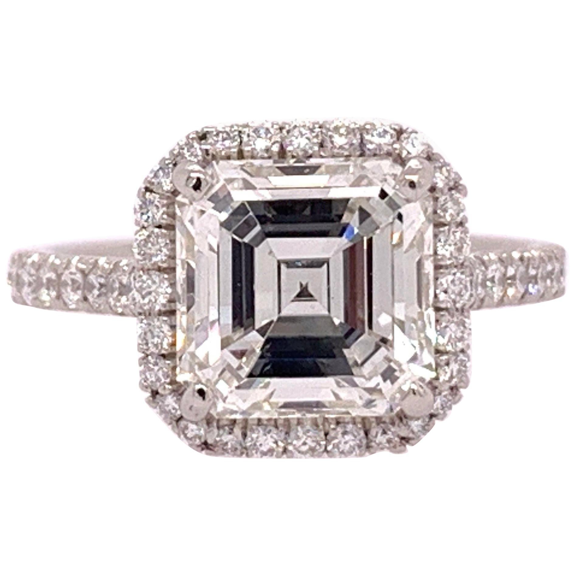 One Carat Square Cut Diamond Platinum Ring at 1stDibs