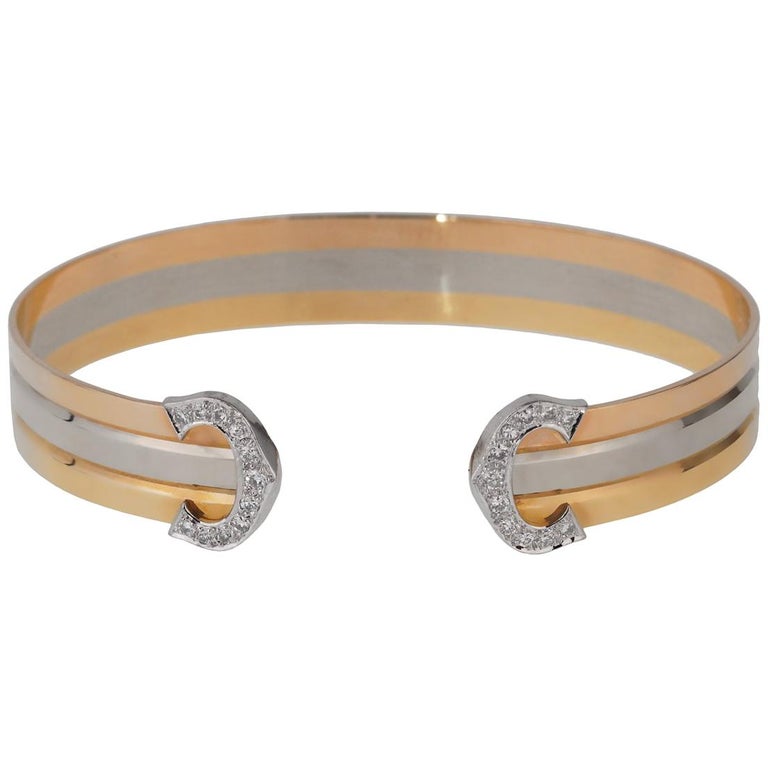 Cartier C de Cartier Diamond Cuff Bracelet at 1stDibs | cartier c bracelet