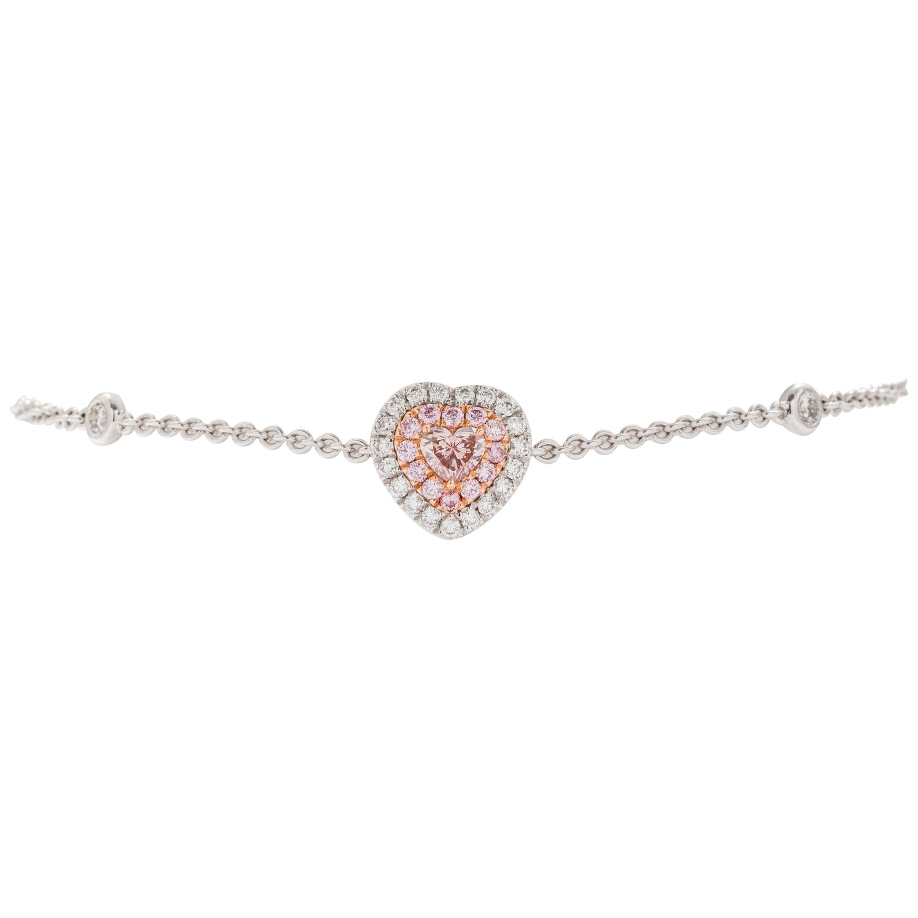 .16 Carat Heart Shaped Pink Diamond Bracelet For Sale at 1stDibs
