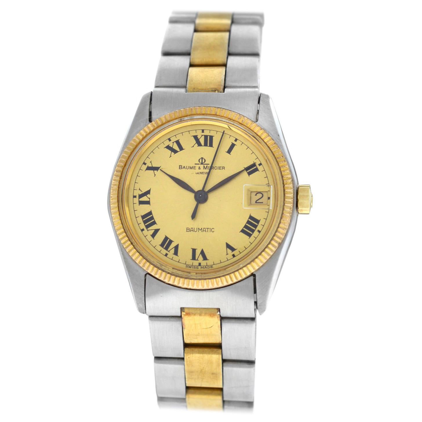 Authentic Men's Unisex Baume and Mercier Baumatic Steel Gold Automatic ...