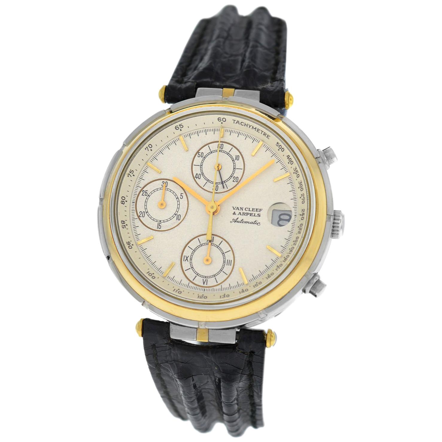 Men’s Van Cleef and Arpels Le Chrographe Gold Steel Automatic Watch at ...