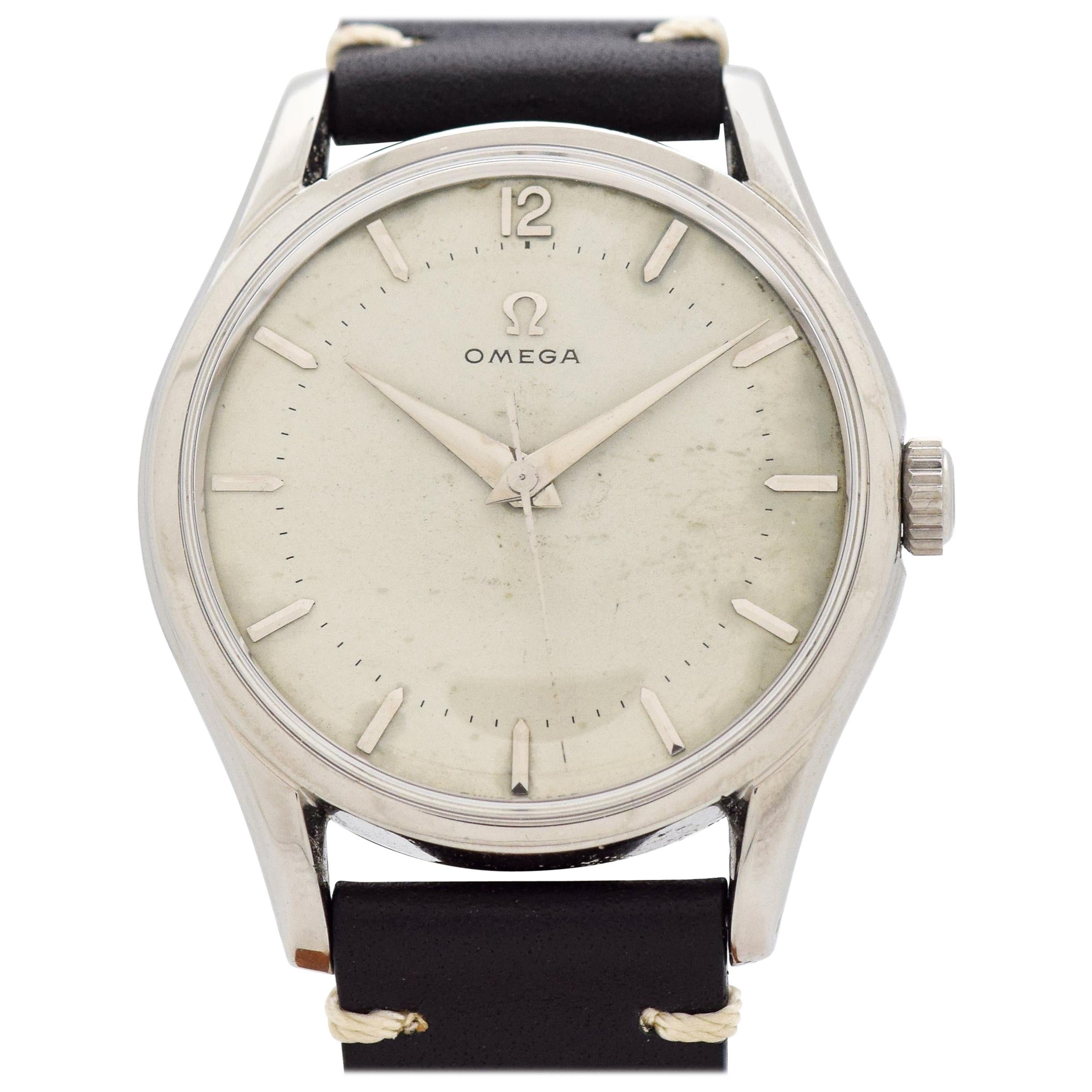 Vintage Omega Reference 2640-10-SC Stainless Steel Watch, 1954 at 1stDibs