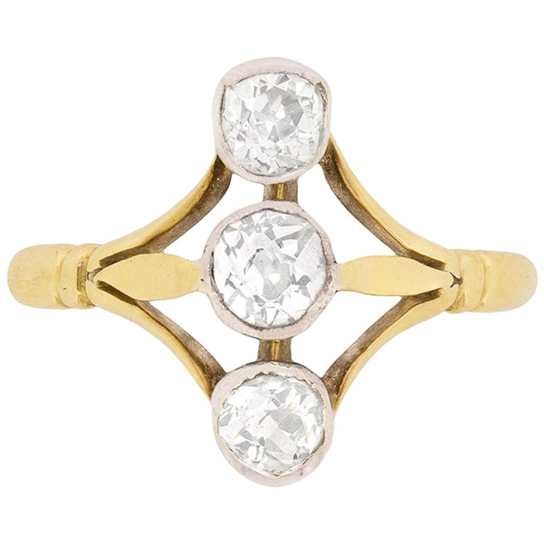 Victorian Diamond Vertical Three-Stone Diamond Ring, circa 1900s at ...