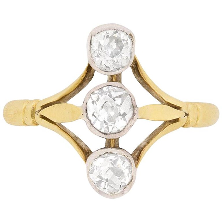 Victorian Diamond Vertical Three-Stone Diamond Ring, circa 1900s at ...