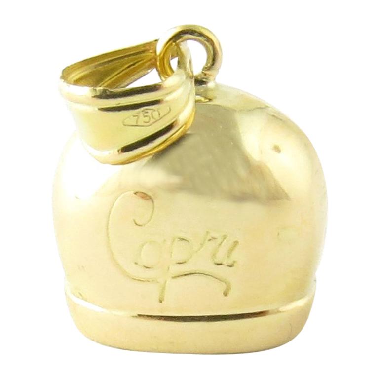 18 Karat Yellow Gold Capri Cowbell Charm at 1stDibs