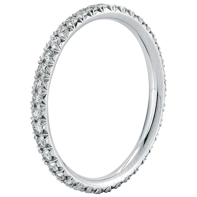 French Pave Diamond Eternity Band 0.45 Carat 18 Karat White Gold at ...