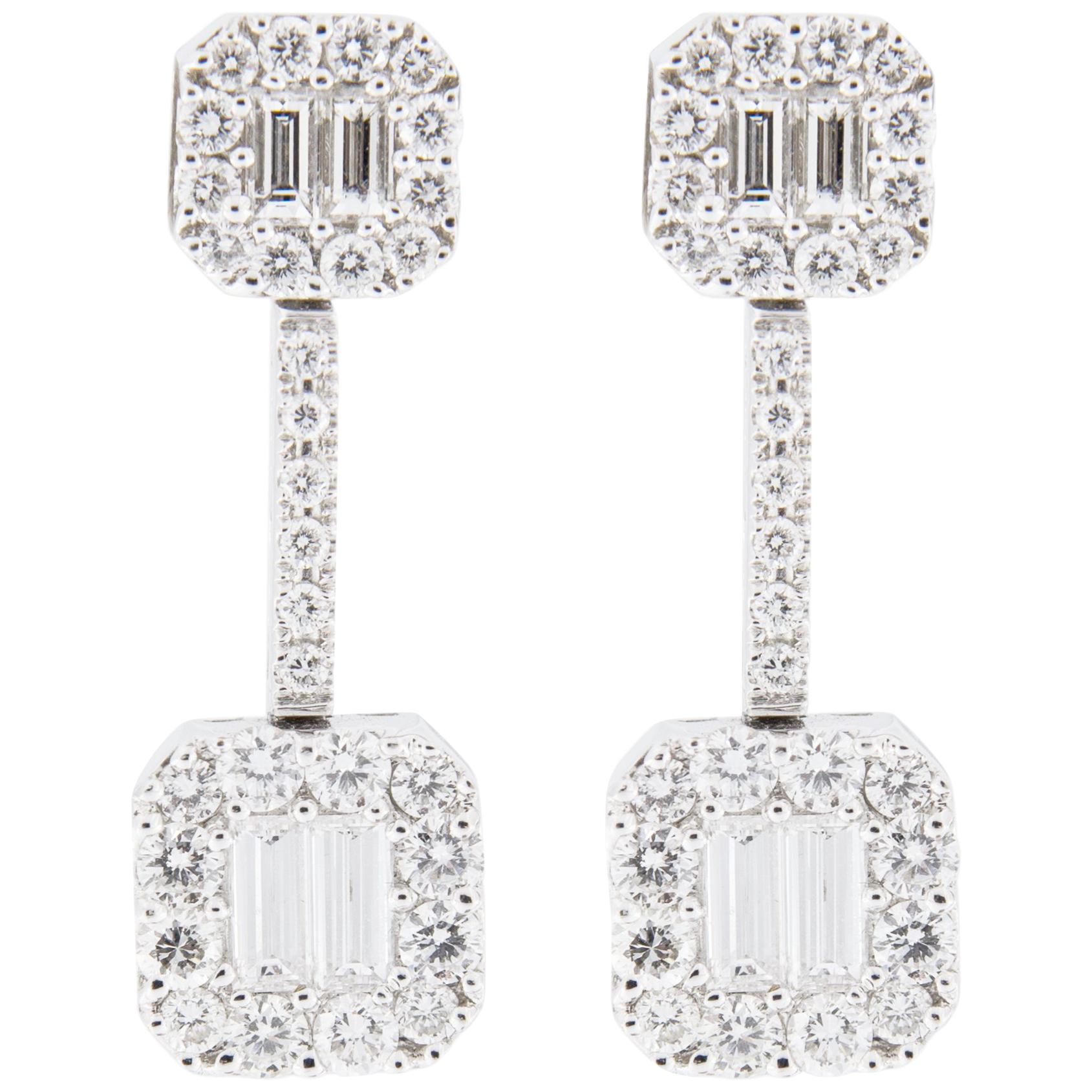 Alex Jona White Diamond Grey Slice Diamond 18 Karat White Gold Dangle