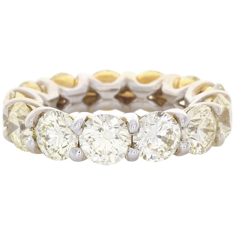 9.00 Carat Total Fancy Yellow Diamond Two-Tone Eternity Band in 18 ...