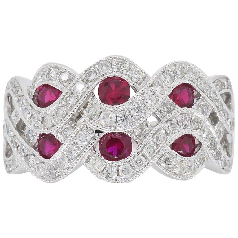 Ruby and Diamond Wave Ring at 1stDibs