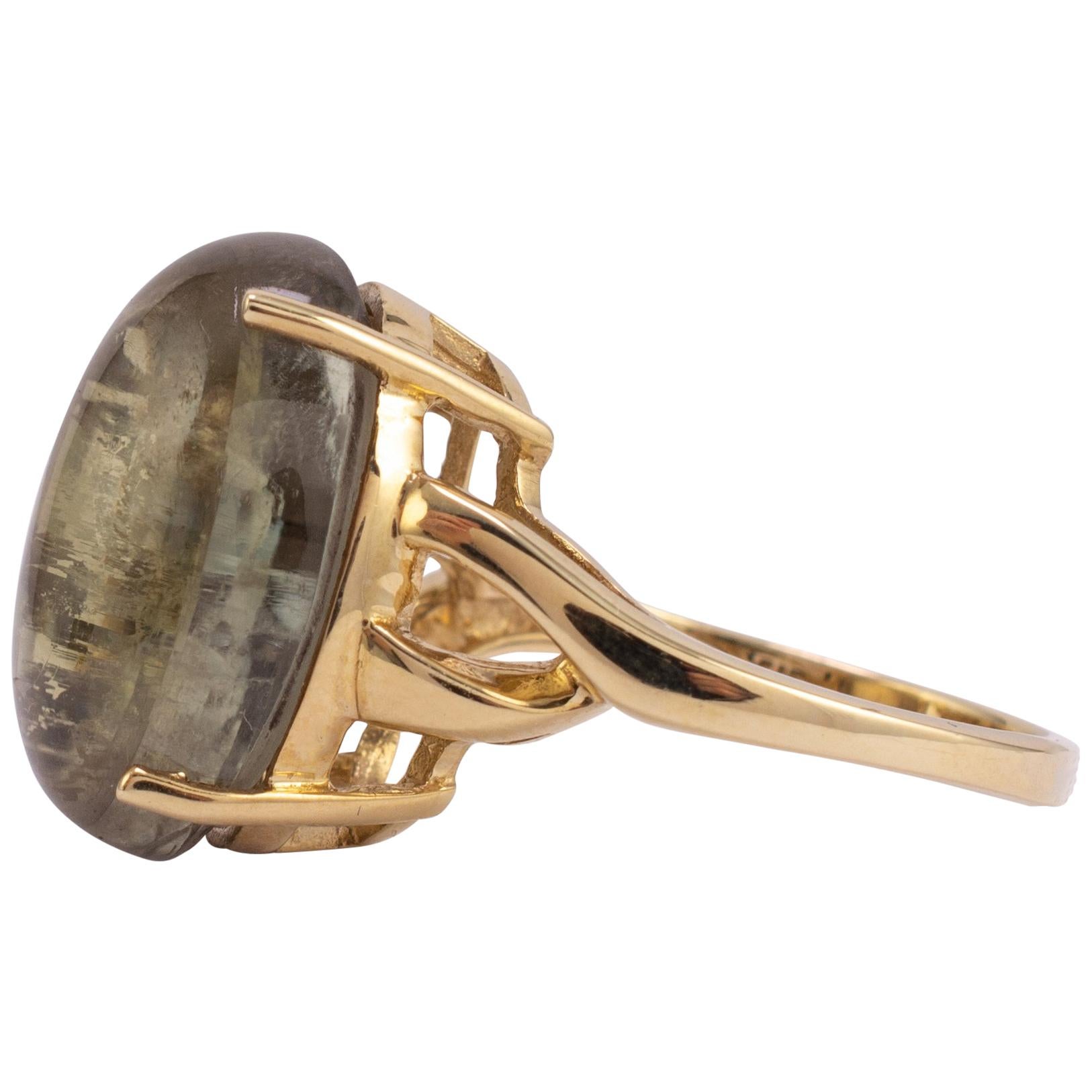 Rutilated Quartz Cocktail Ring 9 Karat Yellow Gold at 1stDibs