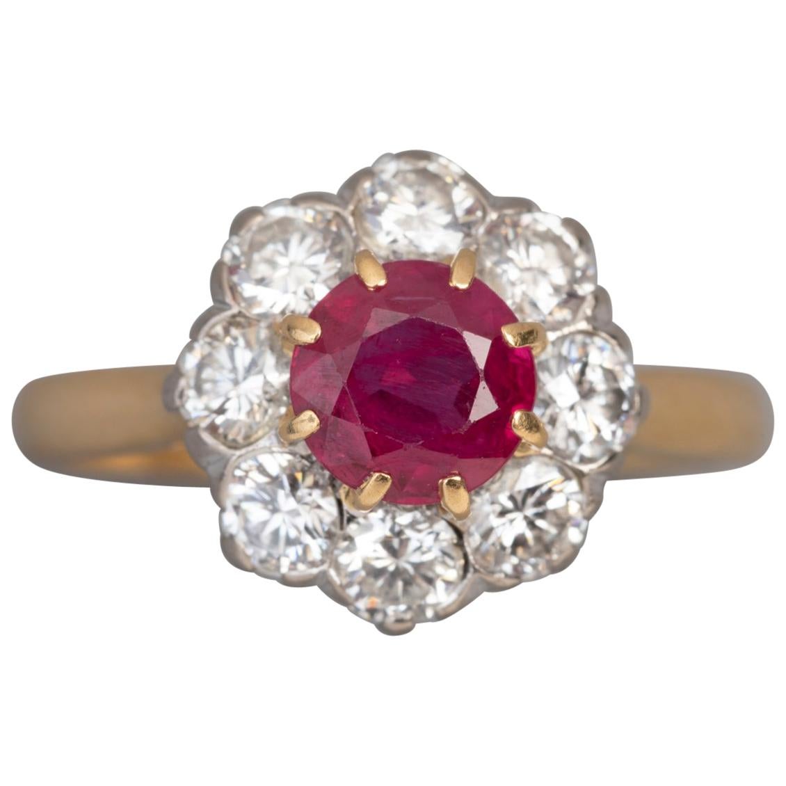 Antique French Ruby and Diamonds Ring at 1stDibs