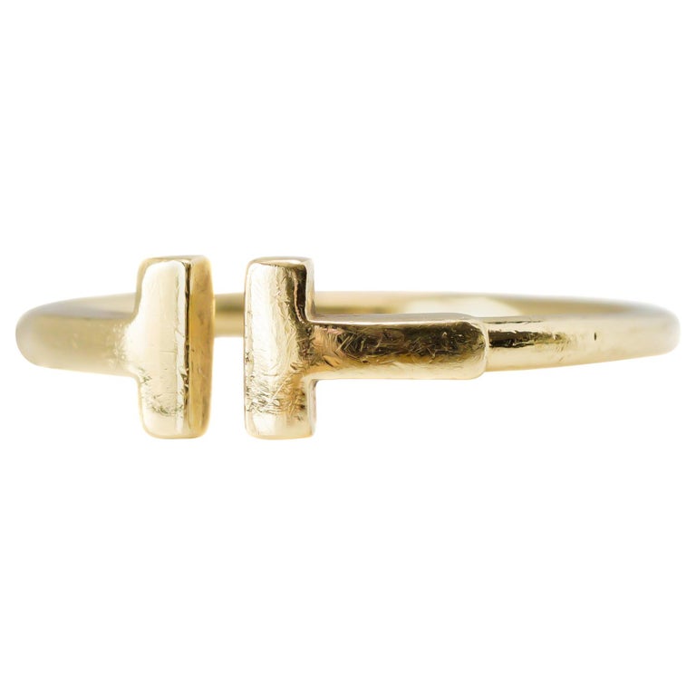 Tiffany and Co. 18 Karat Yellow Gold T Ring For Sale at 1stDibs | tiffany and co t ring gold