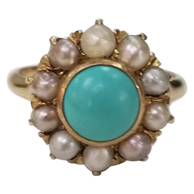 Turquoise and Pearl Ring at 1stDibs | turquoise and pearl ring, pearl ...