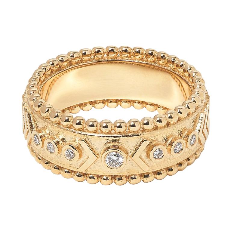 Marlo Laz 14 Karat Yellow Gold Arrow Protection Motif Southwestern Band ...