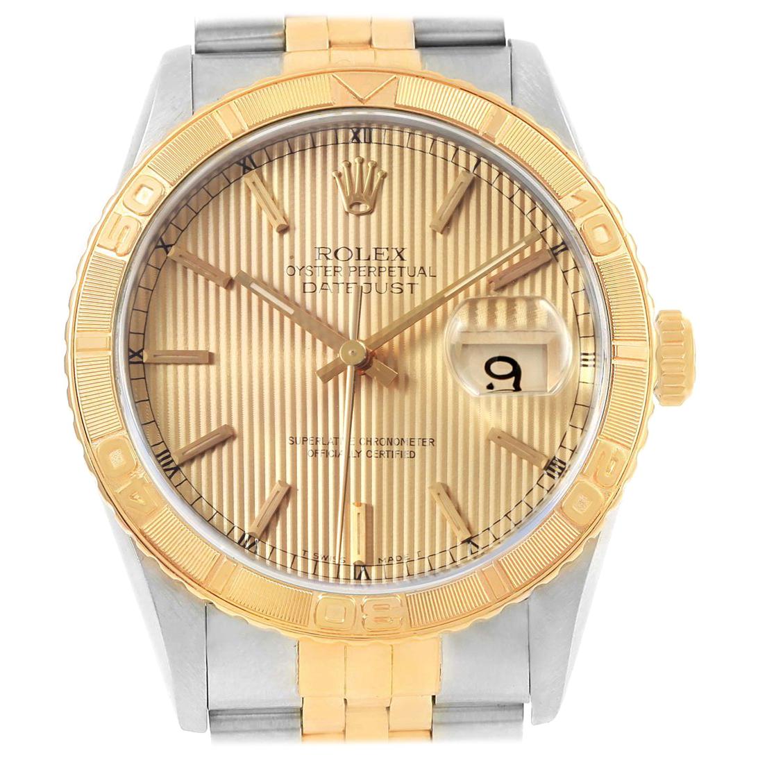 Rolex Datejust Turnograph Steel Yellow Gold Tapestry Dial Watch 16263 ...