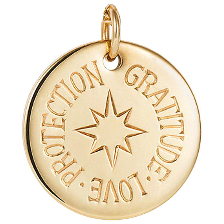 Minka Gems - 18k Yellow Gold Protection Charm Initial Pendant at 1stDibs