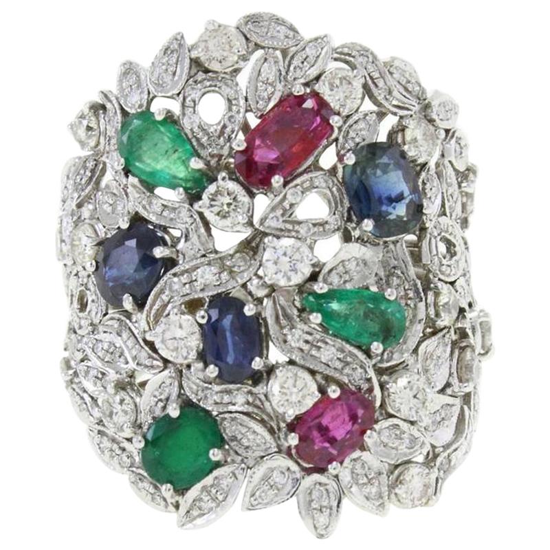 Ruby Sapphire Diamond Gold Ring at 1stDibs
