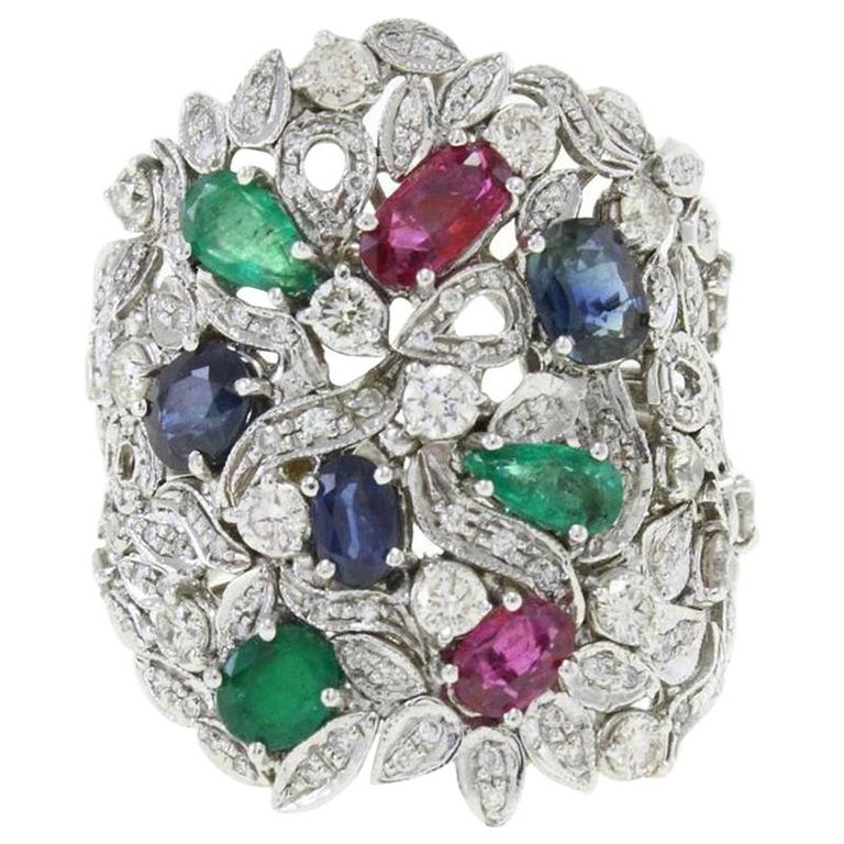 Ruby Sapphire Diamond Gold Ring at 1stDibs