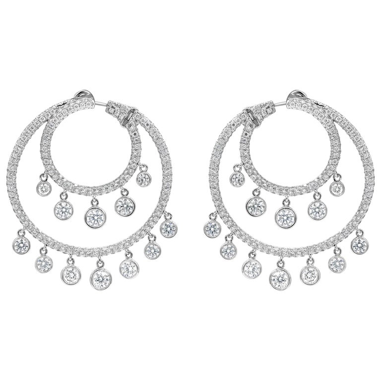 Open Work Round Diamond Chandelier Earrings For Sale at 1stDibs