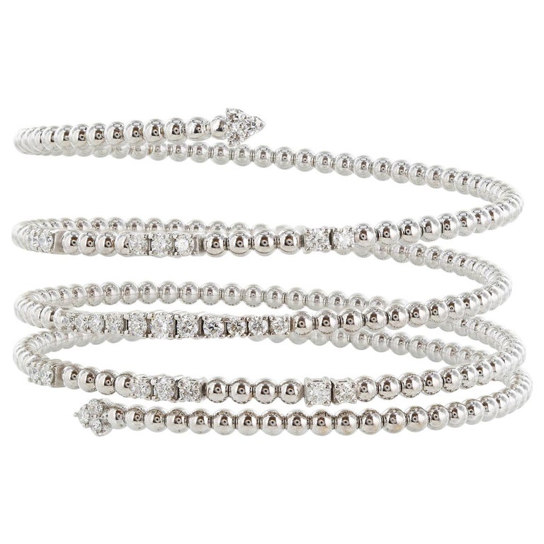 1.57 Carat Diamond Wrap Bracelet '18 Karat White Gold' For Sale at 1stDibs