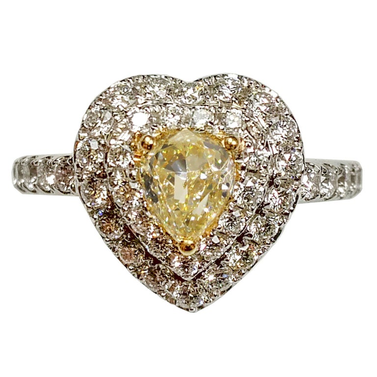 Fancy Yellow Diamond Engagement-Wedding Ring For Sale at 1stDibs