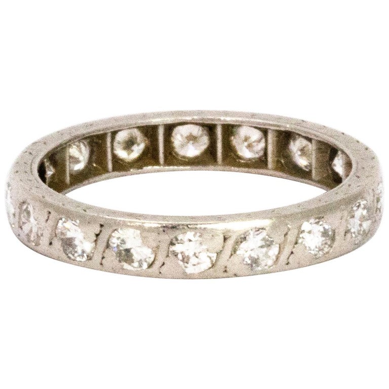 Vintage Diamond and Platinum Eternity Ring For Sale at 1stDibs