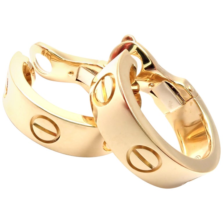 Cartier Love Hoop Yellow Gold Earrings at 1stDibs