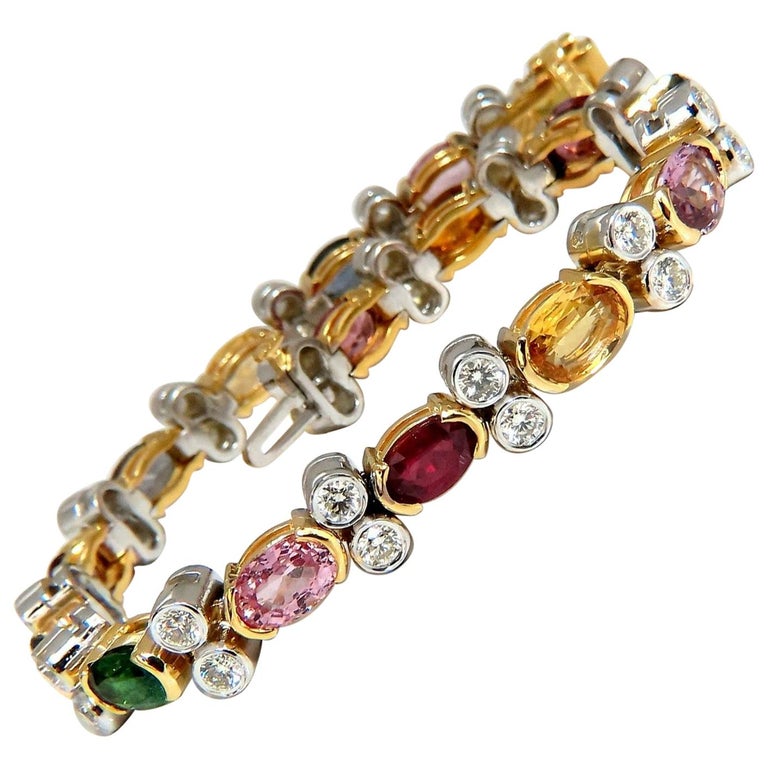 14.35ct Natural Spinel, Ruby, Sapphire, Green Garnet diamonds bracelet ...