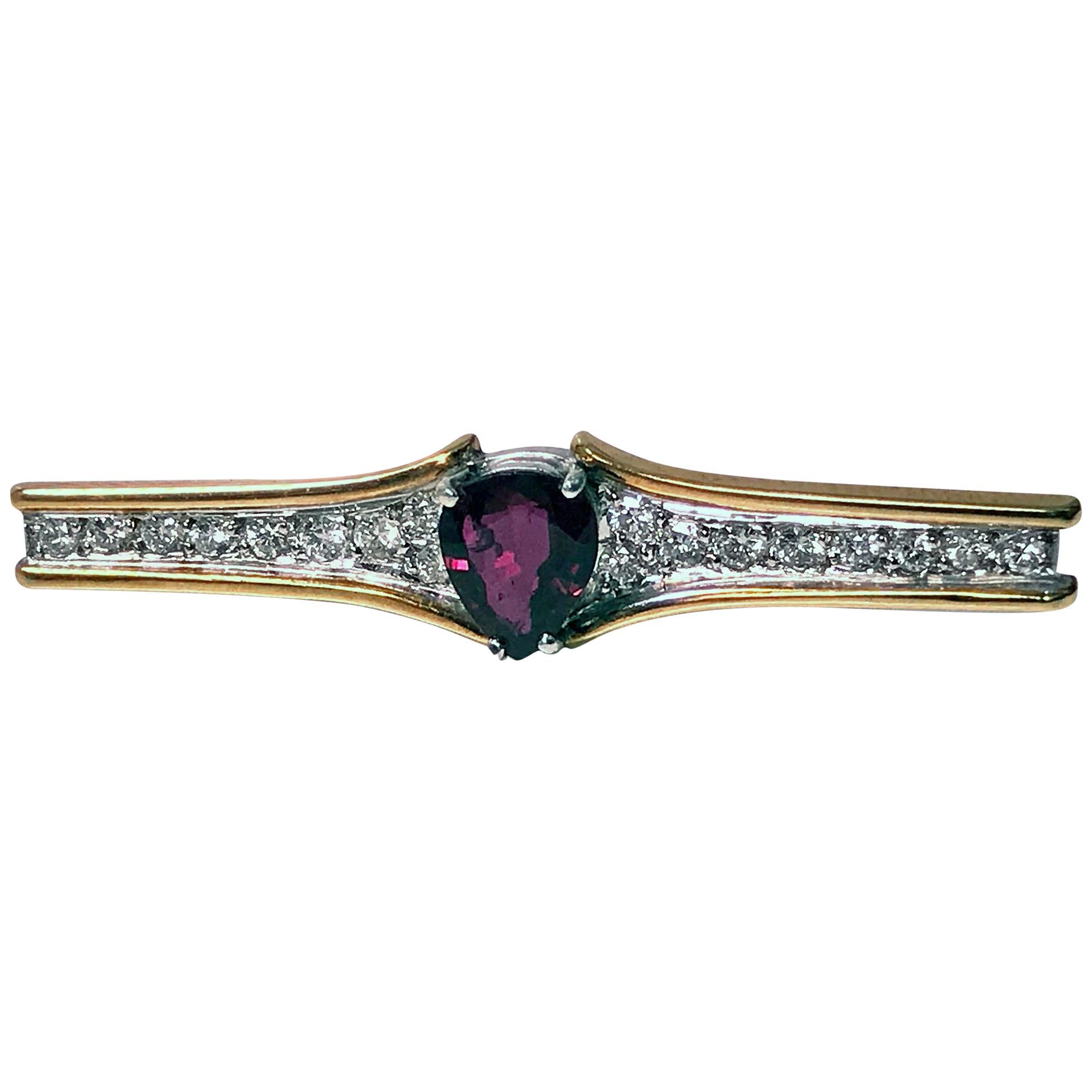 Antique Diamond and Ruby Bar Pin For Sale at 1stDibs