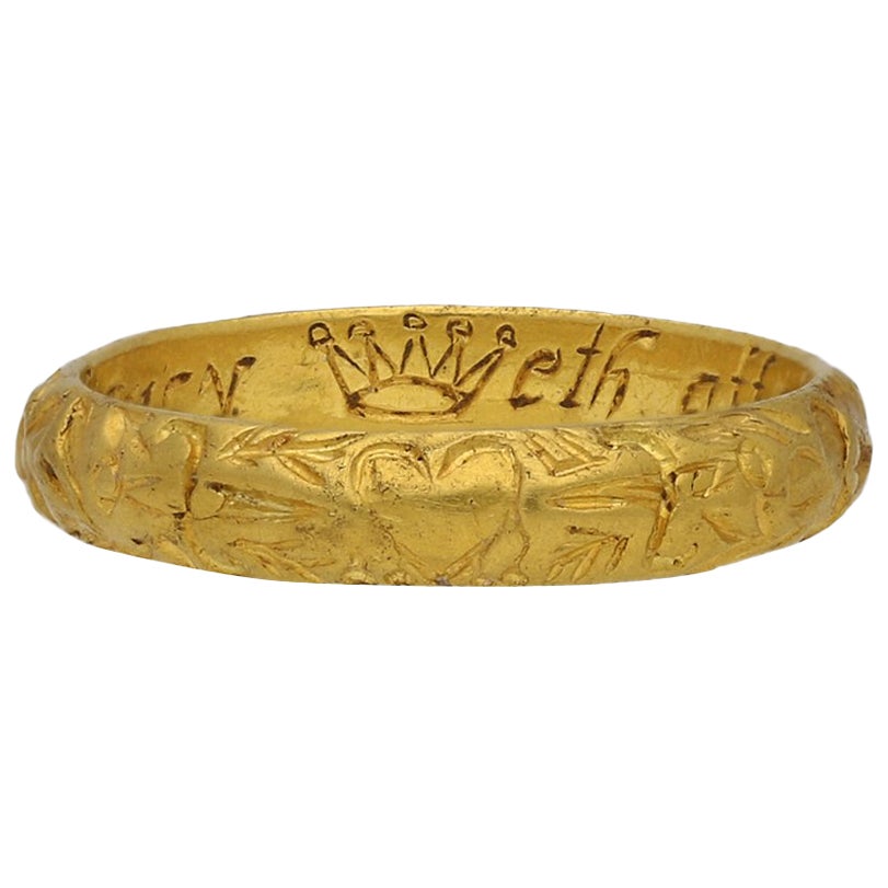 Late 17th-Early 18th Century 18 Karat Gold Posy Ring at 1stDibs