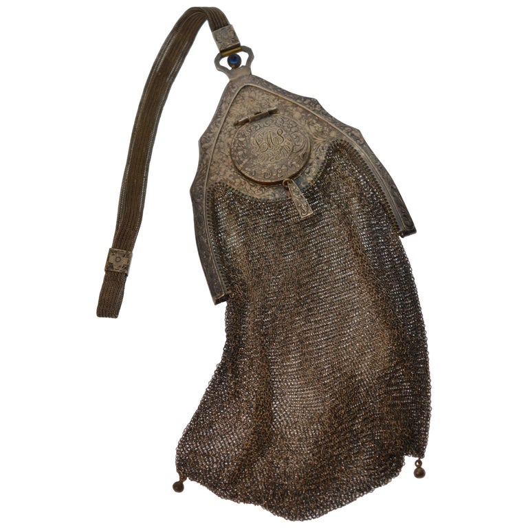Antique Sterling Silver Plated Evening Mesh Bag at 1stDibs