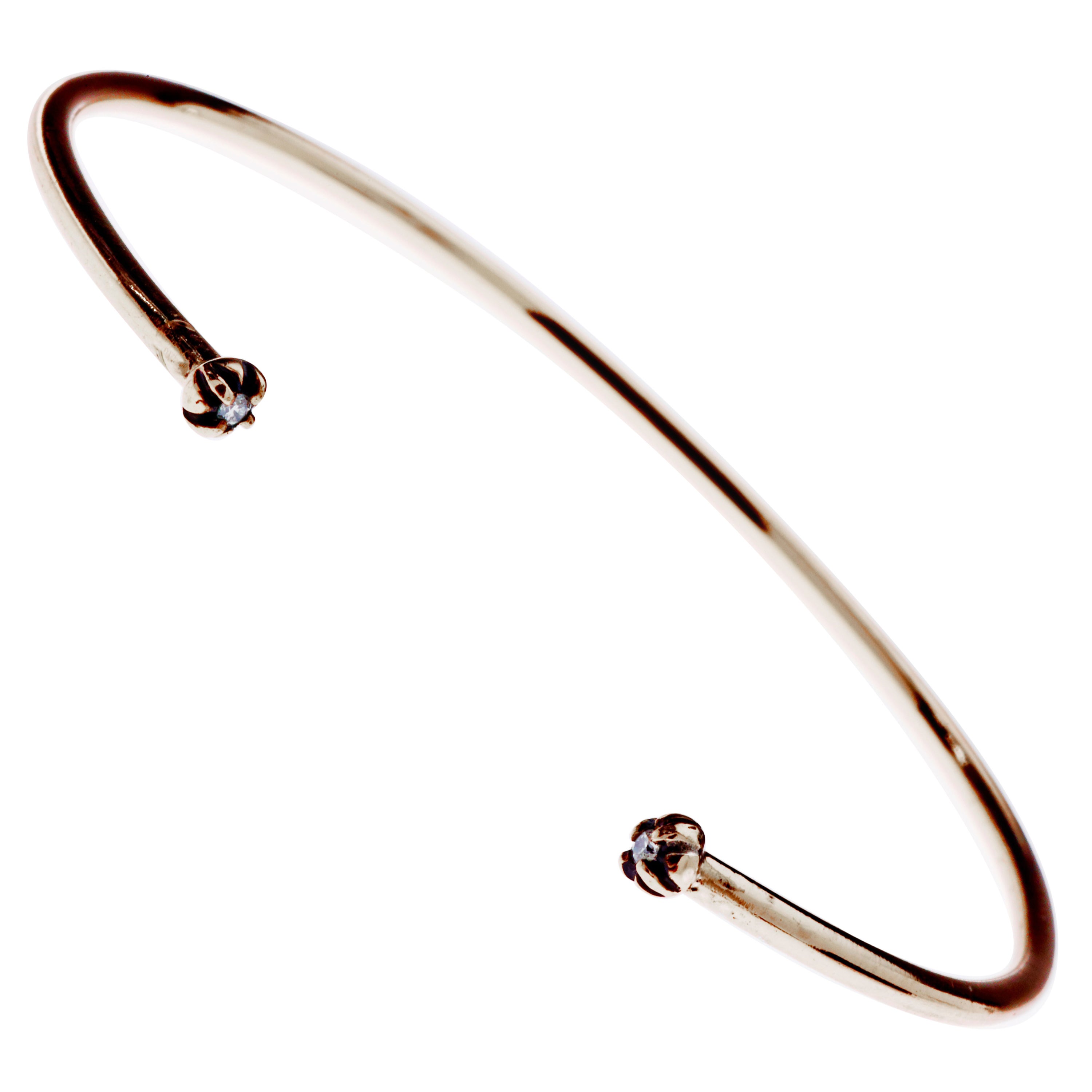 Marli Diamond Yellow Gold Slip on Cuff Bangle Bracelet For Sale at 1stDibs