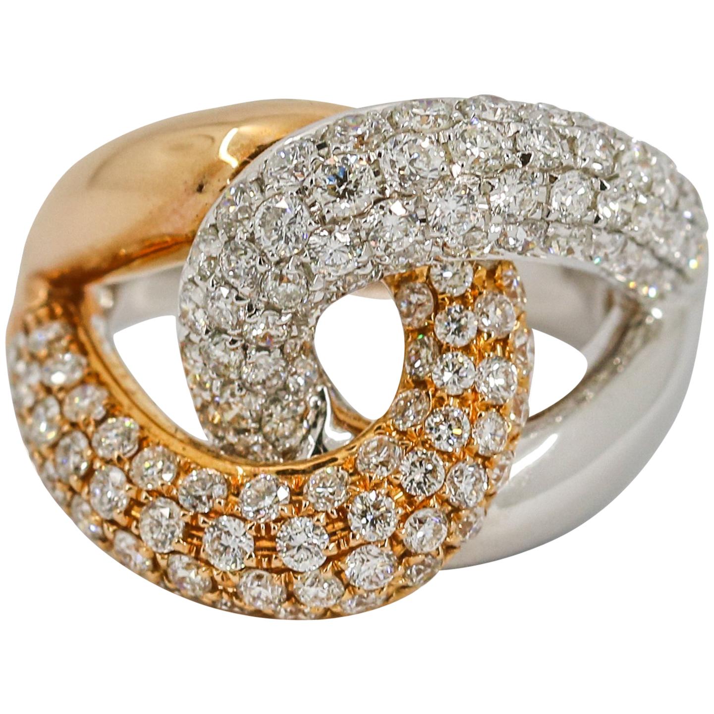 2.33 Carat 18 Karat Gold Diamond Interlocking Links Fashion Ring For ...