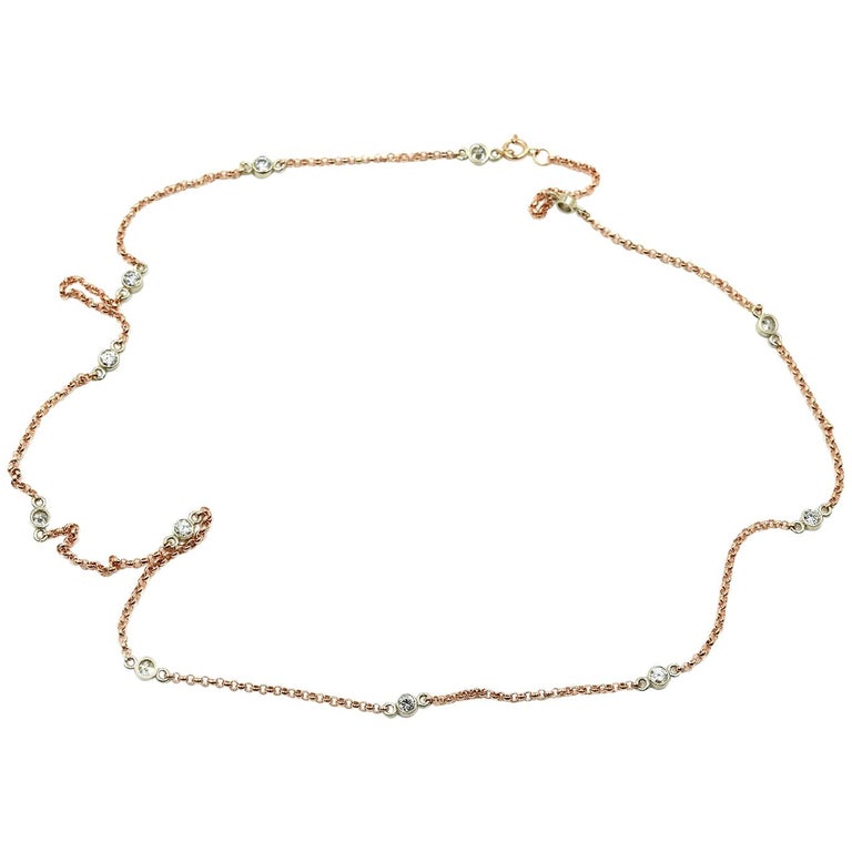 Diamonds by the Garden 14 Karat Rose Gold Necklace For Sale at 1stDibs