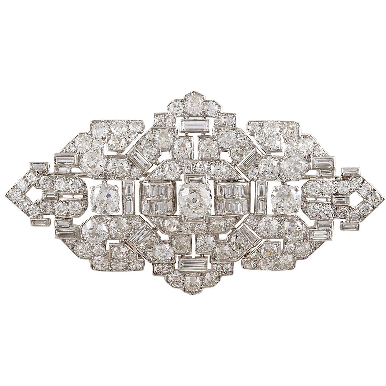Cartier Art Deco Diamond Platinum Brooch at 1stDibs