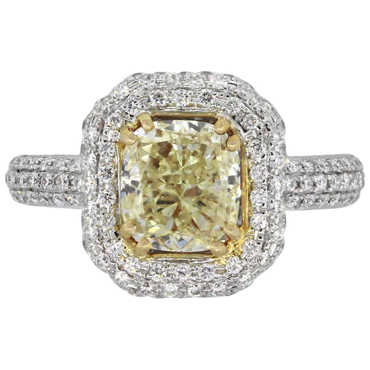 3.10 cts Light Fancy Yellow Diamond Engagement Ring at 1stDibs | fancy ...