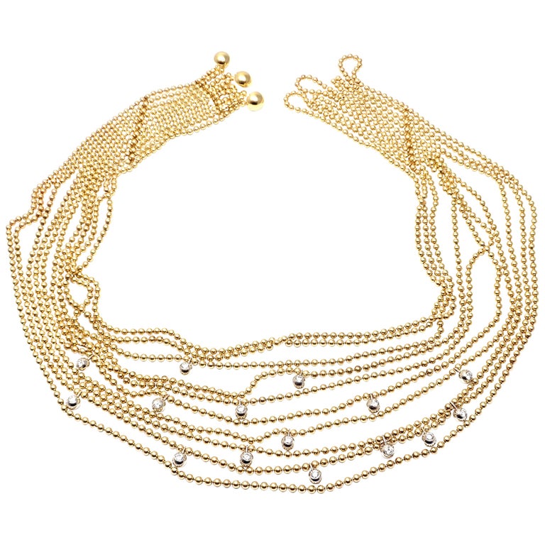 Cartier Draperie de Decollete Diamond Yellow Gold Link Necklace at 1stDibs